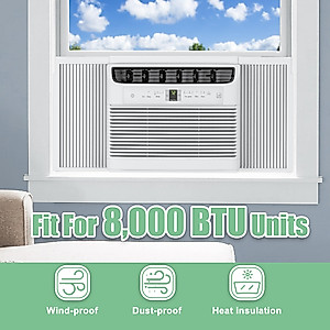 Memrita Window AC Side Panels with Frame Set,Air Conditioner Accordion Filler Curtain Replacement for Window AC Units,Fits Most 8,000 BTU Units,White,2 Pack