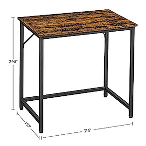 VASAGLE 31.5-Inch Computer Writing Desk, Home Office Small Study Workstation, Industrial Style PC Laptop Table, Steel Frame, Rustic Brown + Black