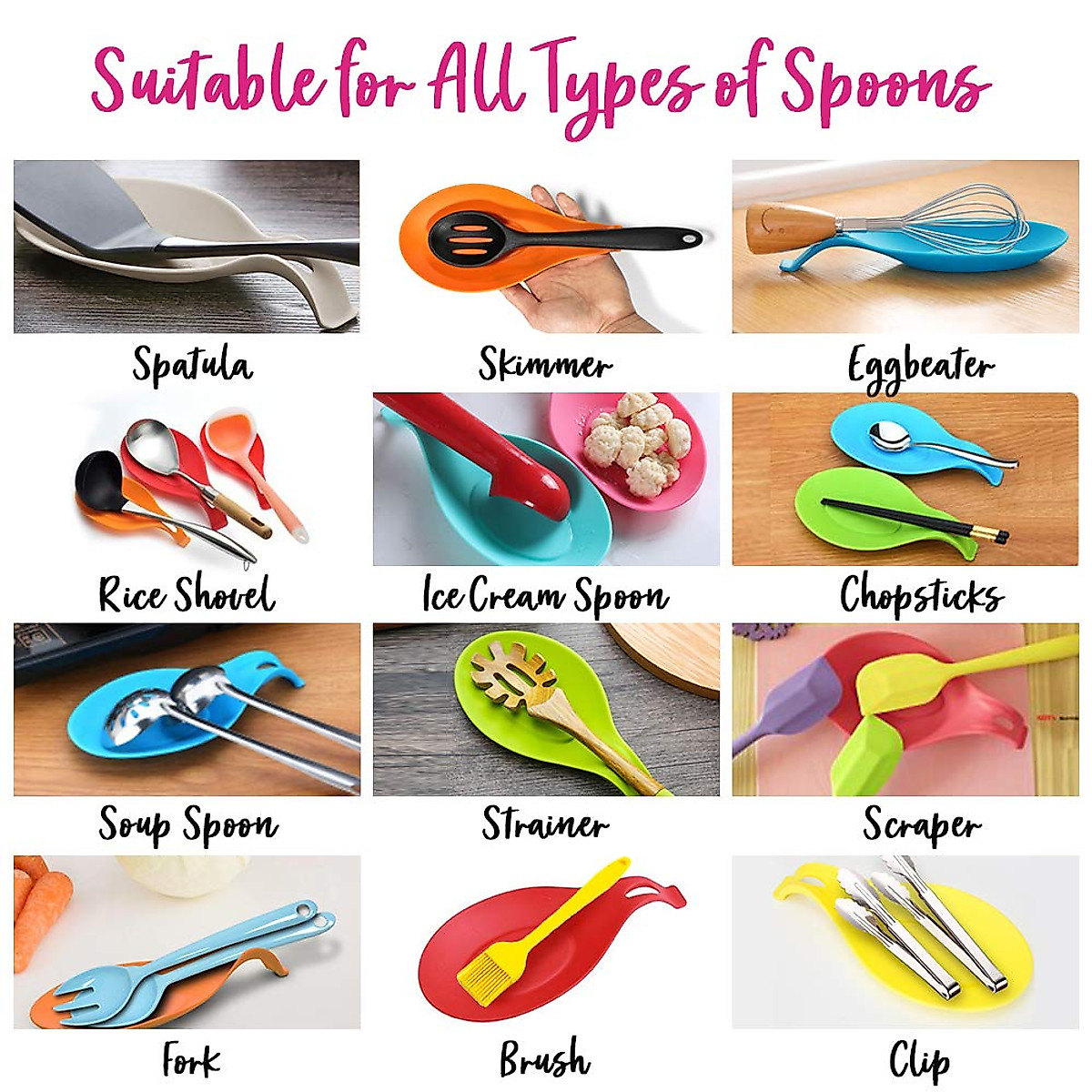 Spoon Rest Dahein Spoon Rest for Stove Top Spoon Holder Spoon Rest for Kitchen Counter Silicone Spoon Rest Spatula Holder (7.6 x 4 in)