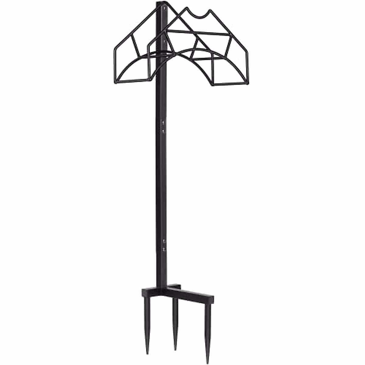 RichYa Garden Hose Holder Hose Holder Free Standing Detachable Metal Hose Hanger Heavy Duty Hose Storage Hose Stand for Outside Yard, Black