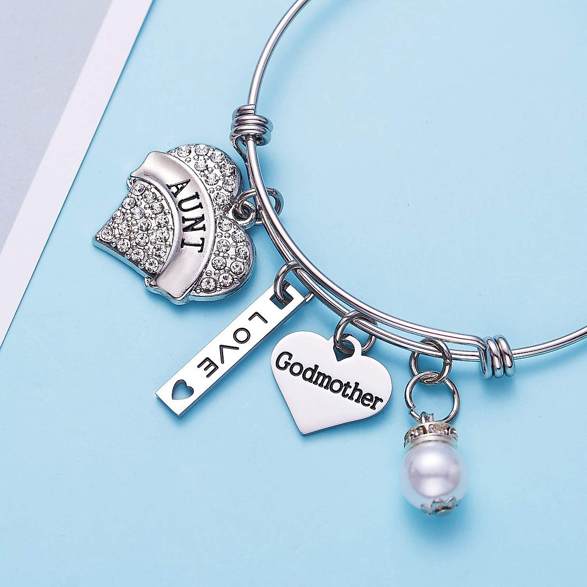 LParkin Godmother Gift Bangle Bracelets Godmothers Proposal Gifts From Godchild God-mother Present From Goddaughter Godson Baptism Meaningful Bracelet For Women