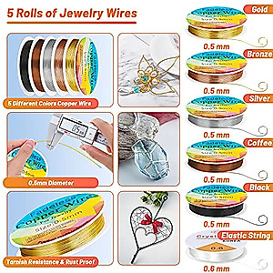 Audab Jewelry Wire Wrapping Jewelry Making Supplies Kit, Ring Sizer Measuring Tools Kit with Jewelry Tools, Ring Craft Wires, Jewelry and Jewelry Findings for Rings Making Jewelry Repair