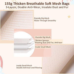 Britier 4pcs 155g Thicken Mesh Laundry Bags, 3-layer Anti-Tear Breathable Mesh, Gentle Washing Delicates, Insulate Dust & Fur in Washing Machine, 4-Size Lingerie Bag for Baby Clothes, Sock, Blanket.