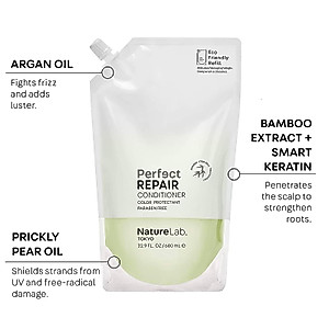 NATURELAB. TOKYO Perfect Repair Conditioner: Eco-Friendly Refill Pouch: Moisturizing Conditioner to Replenish and Restore Damaged, Color Treated Hair and Strengthen New Hair I 22.9 FL OZ / 680ml