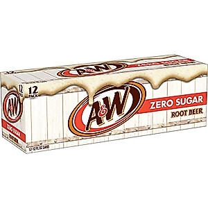 A&W Zero Sugar Root Beer Soda, 12 fl oz cans (Pack of 12)