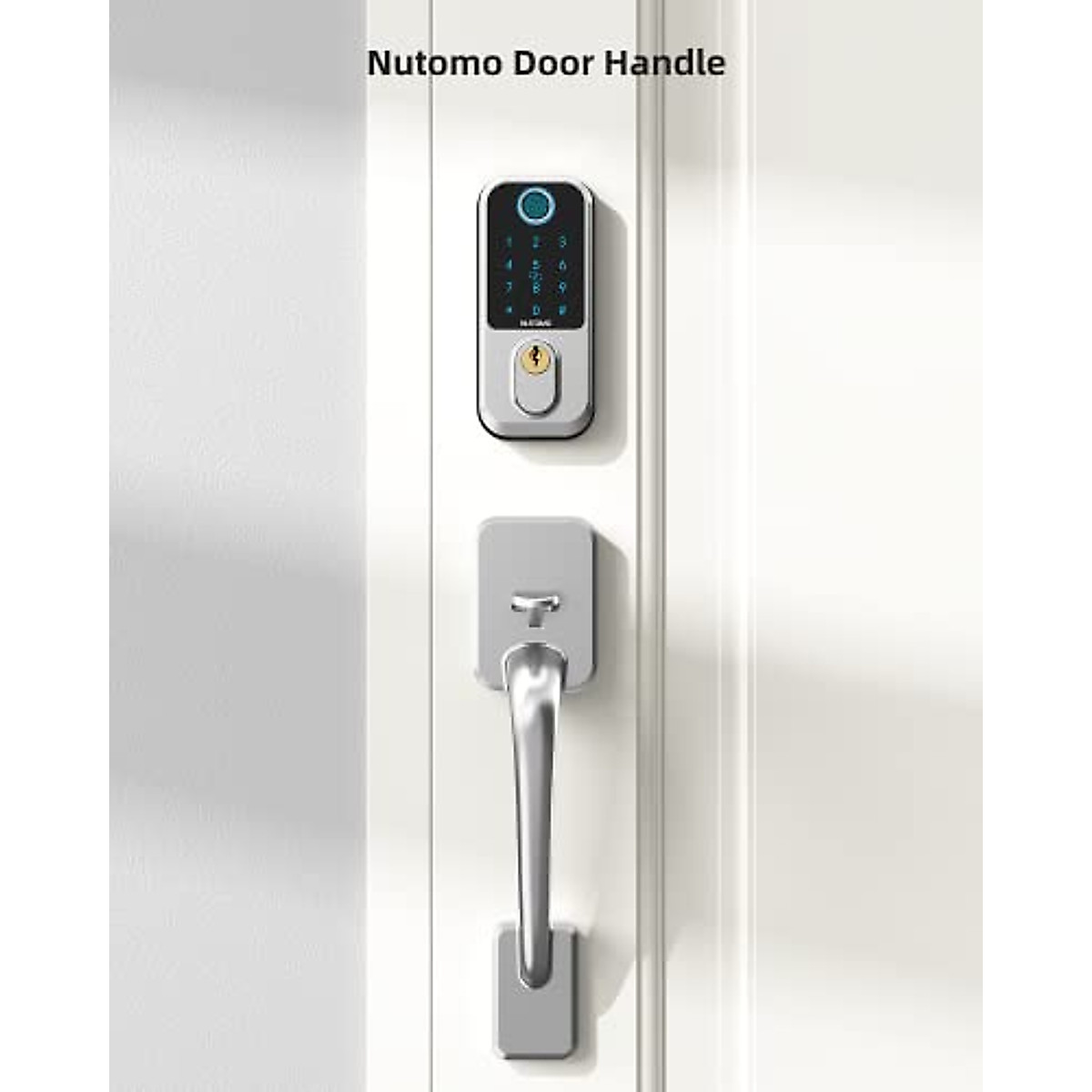 Front Door Handle Sets Single Cylinder, Entry Door Handle with Reversible Lever for Left/Right Handed, Inactive Door Front Door Hardware, Interior/Exterior Entrance Passage Door Handle-Satin Nickel