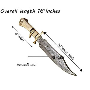 PAL 2000 KNIVES HUN-9871 Handmade Damascus Steel Predator Hunter Knife With Sheath