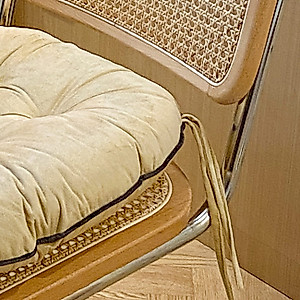 Wadser Velvet Seat Cushions Dining Chair Pad with Strips Soft Pad Mat for Kitchen Dining Room Office Chairs Cars, Green