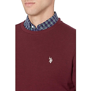 U.S. Polo Assn. Long Sleeve Crew Neck Solid Thermal Shirt Wine Heather MD