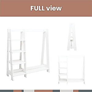 Sweet Home from wood Children’s Wardrobe - Wooden Clothes Rack with Hanging Rail & Display Shelf for Children - DIY Dressing Furniture, Open Closet for Kids, Easy to Assemble (White)