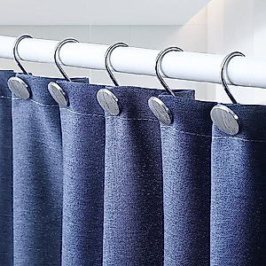 Silver Shower Curtain Hooks, Decorative Shower Curtain Rings, Modern Creative Metal Shower Curtain Hooks Rust Proof, Balanced Gliding Shower Hooks for Shower Curtain, 12 Pack, Circular Stripes