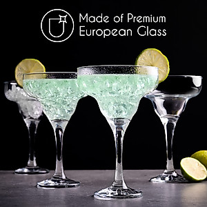 Crystalia Margarita Glasses Set of 4, Cocktail Glasses for Party, 10 ¼ oz Stemmed Classic Cocktail Drinking Glasses for Frozen Drinks or Crushed Iced Drinks