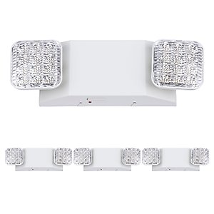 GRUENLICH LED Commercial Emergency Light with Dual Head and Backup Battery, US Standard, AC 120-277V, Hardwired Emergency Light Fixtures for Business Office Power Outages, 4-Pack