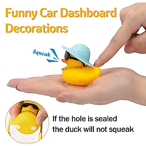 wonuu Car Rubber Duck Car Duck Decoration Dashboard Car Ornament for Car Dashboard Decoration Accessories with Mini Flower Hat Swim Ring Necklace and Sunglasses