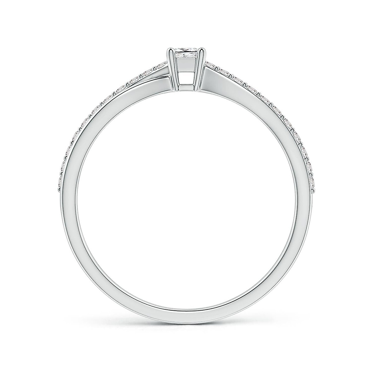 Angara Princess-Cut Diamond Promise Ring in Silver (0.192 cttw) - April Birthstone