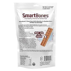 SmartBones Bake Shop Waffle Sticks Made with Real Chicken and Vegetables,Treat Your Dog to Rawhide-Free Chews, 4 Count