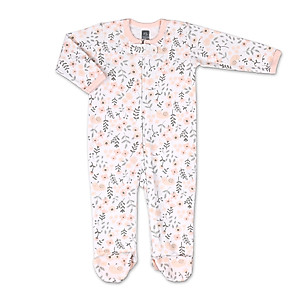 The Peanutshell Baby Sleepers for Girls Set of 3-0-3 Months Baby Clothes, Soft Cotton Girl Footed Pajamas, Newborns & Infants Clothes Gift Set - Flower Pink