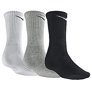 Nike Cotton Cushion Crew Socks - X-Large (Men's Size 12-15) - Grey/Black/White (Pack of 3)