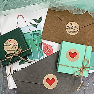 MGHLB 1.5'' Thank You Stickers, 1000PCS Kraft Paper Small Business Love Adhesive Label Rolls for Envelopes, Bags, Boxes, Handicrafts