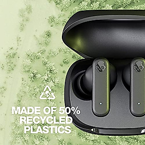 Skullcandy Smokin Bud In-Ear Wireless Earbuds, 20 Hr Battery, 50% Renewable Plastics, Microphone, Works with iPhone Android and Bluetooth Devices - Black