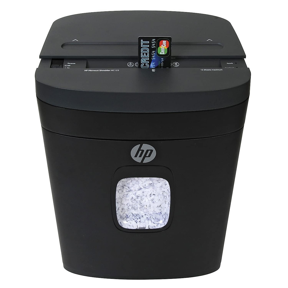 HP - Paper Shredder Micro Cut, 12-Sheet Manual Feed, Shreds Credit Cards & Staples, Heavy Duty Paper Shredder for Home Use with 5 Gallon Basket