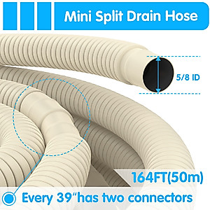 Air Jade 164Ft Water Drain Hose, 5/8" ID Universal Fit Ductless Mini Split Air Conditioner Heat Pump Systems, Mini Split Drain Line Pipe