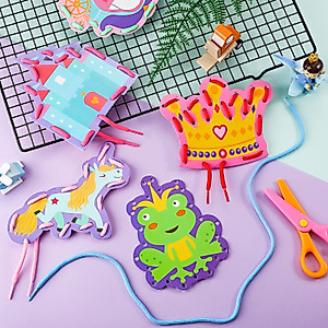 Zonon 8 Pieces Kids Lacing Cards Sewing Cards in 8 Patterns Lacing Games for Developing Imagination Education Supplies Children Sewing Game Favors (Princess, Castle Style)