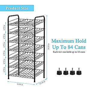 Vrisa Can Organizer for Pantry 7-tier Can Rack Organizer Can Storage Dispenser Rack Holds up to 84 Cans for Canned Food Kitchen Cabinet or Pantry Shelf
