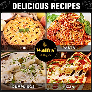 Walfos Mini Rolling Pin Set - Natural Wooden Rolling Pins, Baking Dough Roller for Pizza, Pie, Pasta, Bread, Pastry, No Coating (8inch)