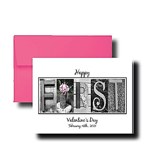 First Valentines Day Card, FLAT CARD, Personalized, Couples Gift, Husband Wife Girlfriend Boyfrind