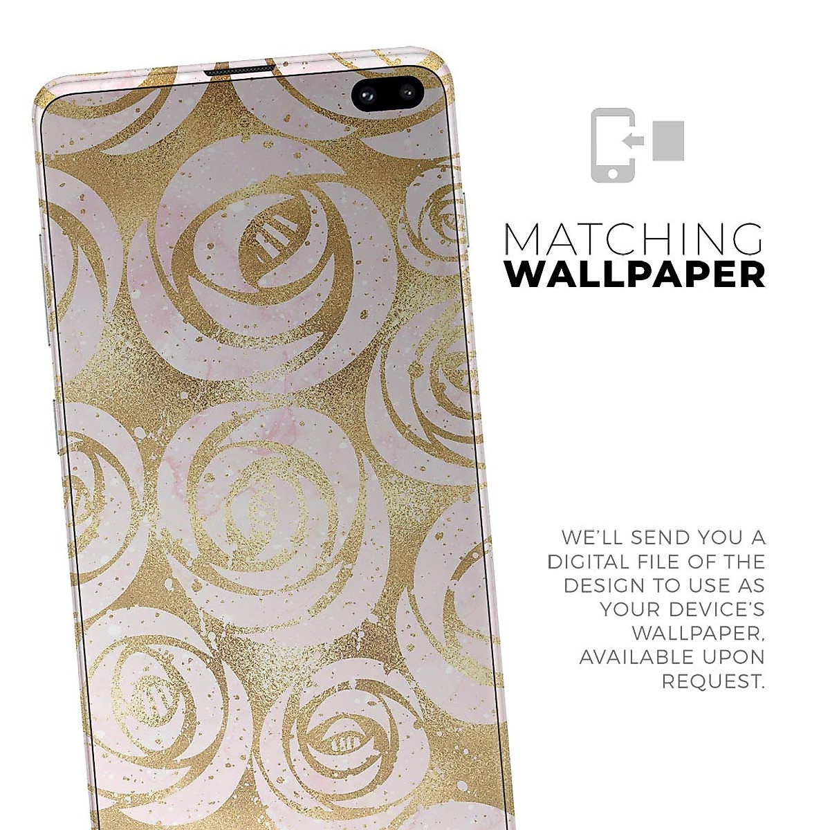 DesignSkinz Karamfila Watercolor & Gold V1 Protective Vinyl Decal Wrap Skin Cover Compatible with The Samsung Galaxy S20 (Screen Trim & Back Glass Skin)