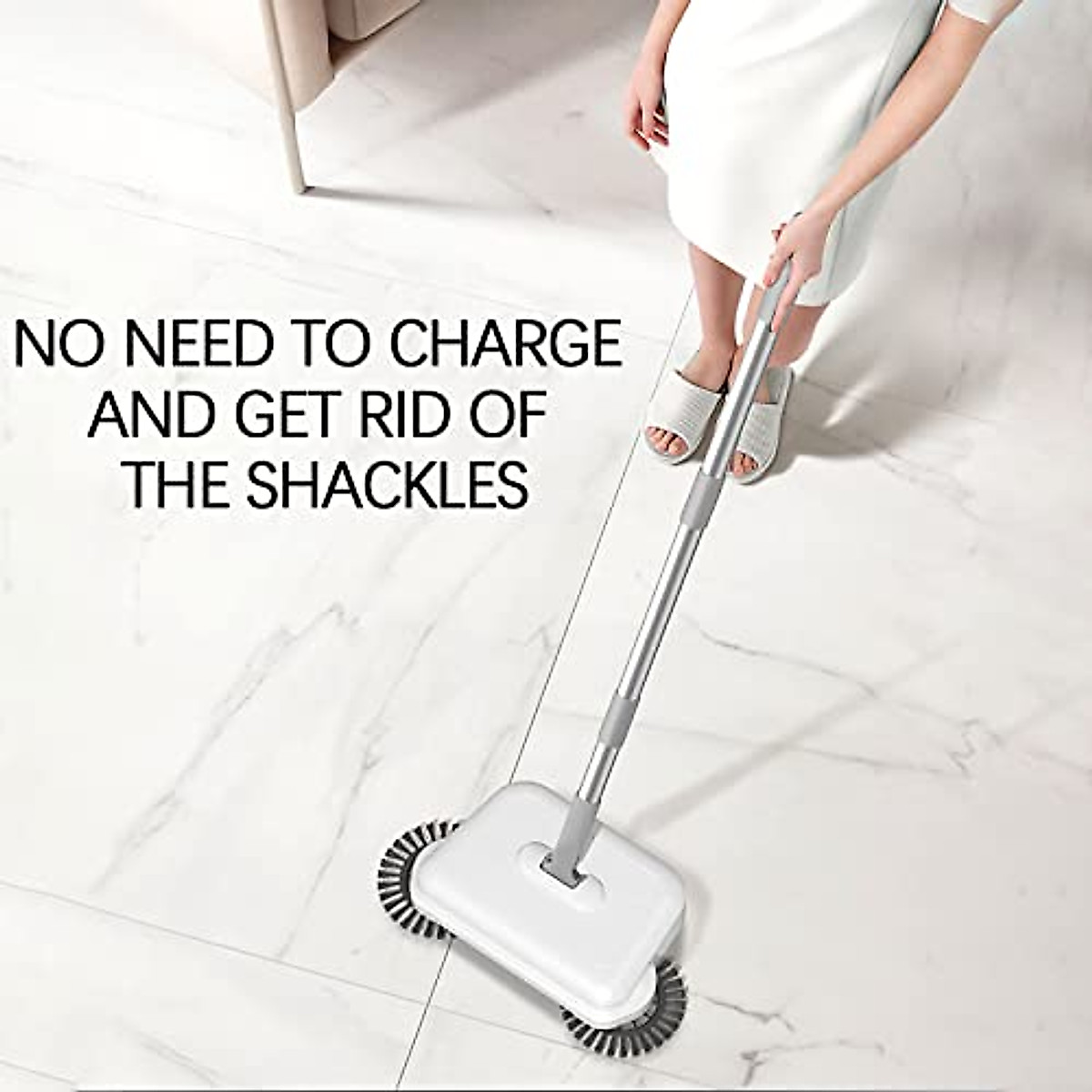 All-in-one Hand Push Sweeper Floor Soft Sweep Dustpan Set Household Home Sweeping Mopping Machine Vacuum Cleaner Adjustable Mop Brush Vacuum Cleaner 40in,1Pc