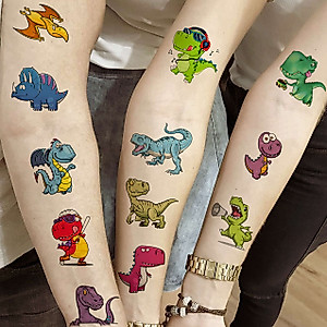 TASROI 50 PCS 3D Dinosaur Temporary Tattoos For Kids Boys Teens, Fun T-Rex Fake Face Tattoo Sticker For Children Party Favor Sets Supplies, Small Dino Tatoos For Girls Birthday Gifts Decoration