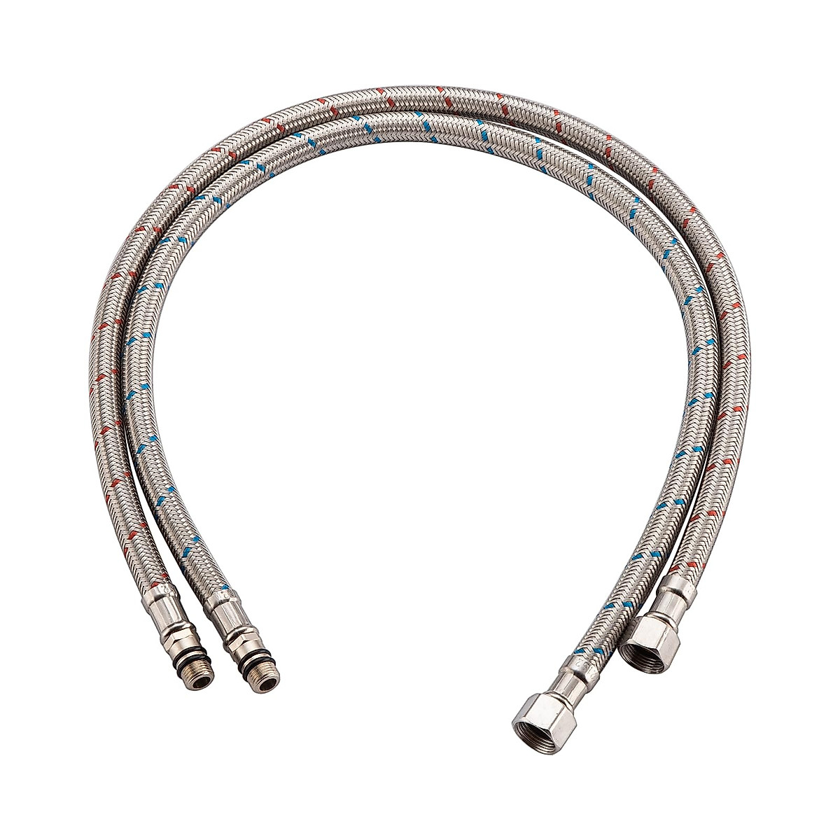 Darnok 795BY1 32-Inch Faucet Supply Lines, 3/8-Inch Female Compression Thread x M10 Male Connector, Stainless Steel Braided with Cold Hot Water Identification Stripes, 1 Pair