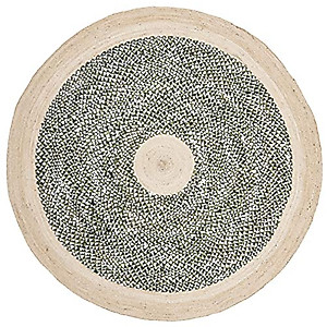 SAFAVIEH Cape Cod Collection 3' Round Green / Natural CAP210Y Handmade Braided Jute & Cotton Area Rug