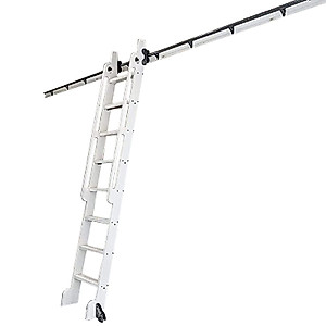 Junvstor Sliding Barn Door Hardware Kit, Carbon Steel Rolling Ladder Rail Track Roller System Closet Set Heavy Duty Sliding Ladder Rail Kit (No Ladder), 3.3ft- 20ft (Size : 3.3ft/100cm Track Kit)