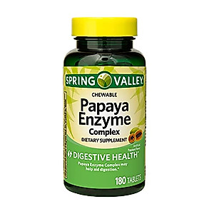 Support Optimal Digestion and Nutrient Absorption with Spring Valley Papaya Enzyme Complex - Chewable Tablets Dietary Supplement, 180 Count. Includes Luall Fridge Magnetic