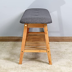 Aybihous3 Living Room Bamboo Bench Entryway Shoe Rack 39.3 x 12 x 17.3 inch