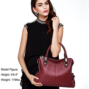 S-ZONE Genuine Leather Handbag Bundle with RFID Blocking Women Corssbody Cellphone Purse Wallet