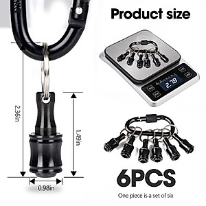 Upgrade 6 Pcs Bit Holder With Black Carabiner 1/4 inch Hex Shank Aluminum Alloy Screwdriver Bits Holder Light-weight Quick-change Extension Bar Keychain Drill Screw Adapter Change Portable (2 SET-B)