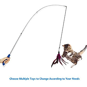 Vovamo 7Pcs Cat Feather Toys Replacement Cat Toy Wand Refills，Cat Wand Soft Furry for Interactive Cat and Kitten，Teaser Refills with Bell for Indoor Cats Kitten