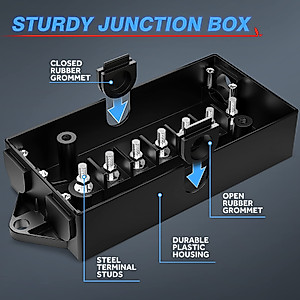 MICTUNING 7 Way Electrical Trailer Junction Box - 7 Gang Trailer Wire Connection Box Weatherproof for Rewiring Camper RV Caravans Boat Light 7 Way Trailer Wire Connectors