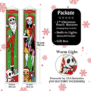 Jack Sally Lighted Banners Porch Signs Christmas Decor Christmas Nightmare Banner Christmas Decorations Before Outdoor Party Home