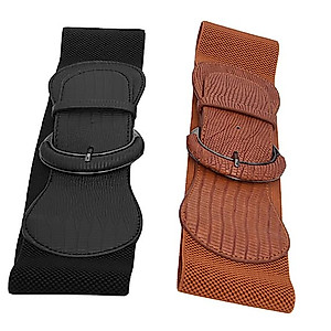 IZUS Vintage Wide Waistband Belt for Womens 2.95" Fashion Elastic Stretch Waist Belt Retro Cinch Belt for Dress Coat