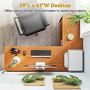 Tribesigns L Shaped Desk with 2 Drawers, 59” Reversible Computer Desk with Storage Shelves, Industrial Home Office Corner Desk Study Writing Table, Walnut