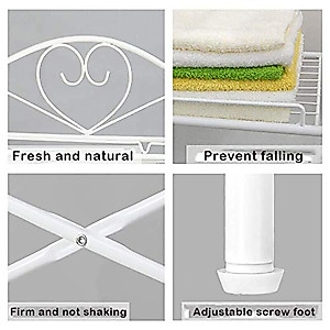 Hokcus Multi-Functional Shelf Washer Storage Frames for Over Toilet,Shelf 2-Layer Over Washinghine Storage Rack,Utility Metal Bathroom Shelf,Adjustable Foot Pad - 2 Layers with 3 H