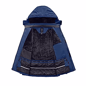 Wantdo Men's Big&Tall Waterproof Ski Jackets Plus Size Winter Coat with Hood Rain Coat Navy 4X-Large Big