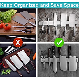 Magnetic Knife Holder for Wall, Knife Magnetic Strip Magnetic Knife Holder for Refrigerator Mount Knife Rack Kitchen Utensil Holder Metal Tool Holder Knife Block Kitchen Organizers Accessories 10 Inch