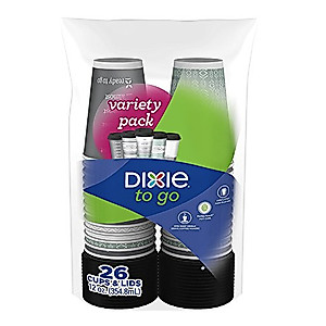 Dixie Go Perfectouch Paper Cups and Lids, Pack of 2-52 Count, 12 Ounce (2 Packs of 26
