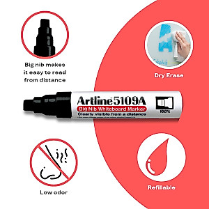 Artline 5109A Extra Thick Whiteboard Pens - Pack 4